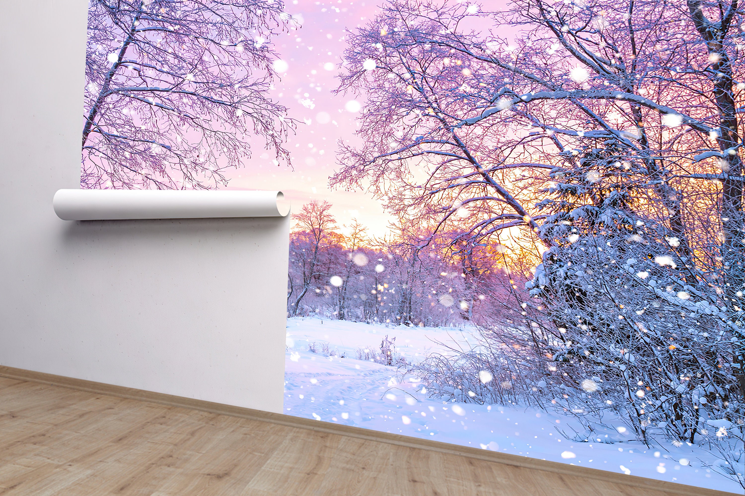 Snow Wall Mural View Wall Poster Nature Landscape Paper - Etsy