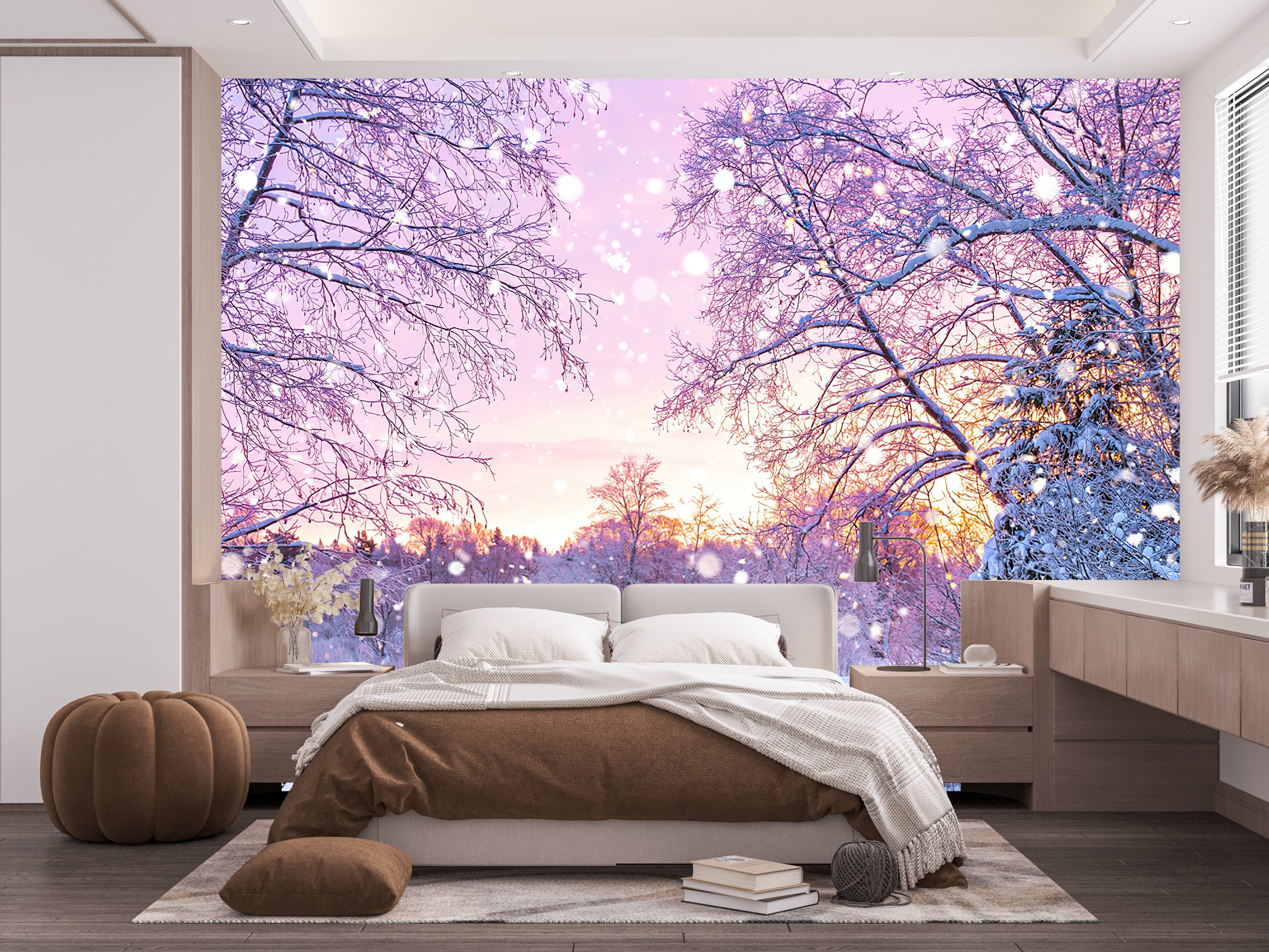 Snow Wall Mural View Wall Poster Nature Landscape Paper - Etsy