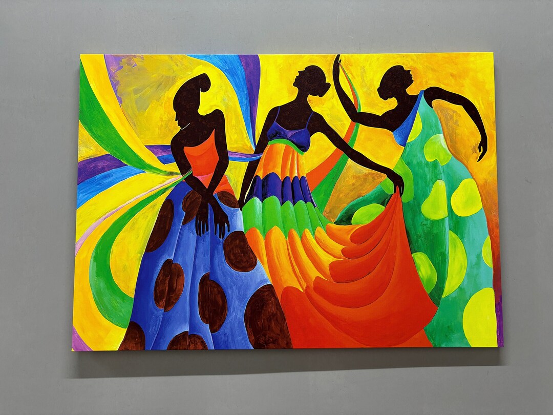African Women Wall Decor, African Dancers Painting Canvas, Abstract ...