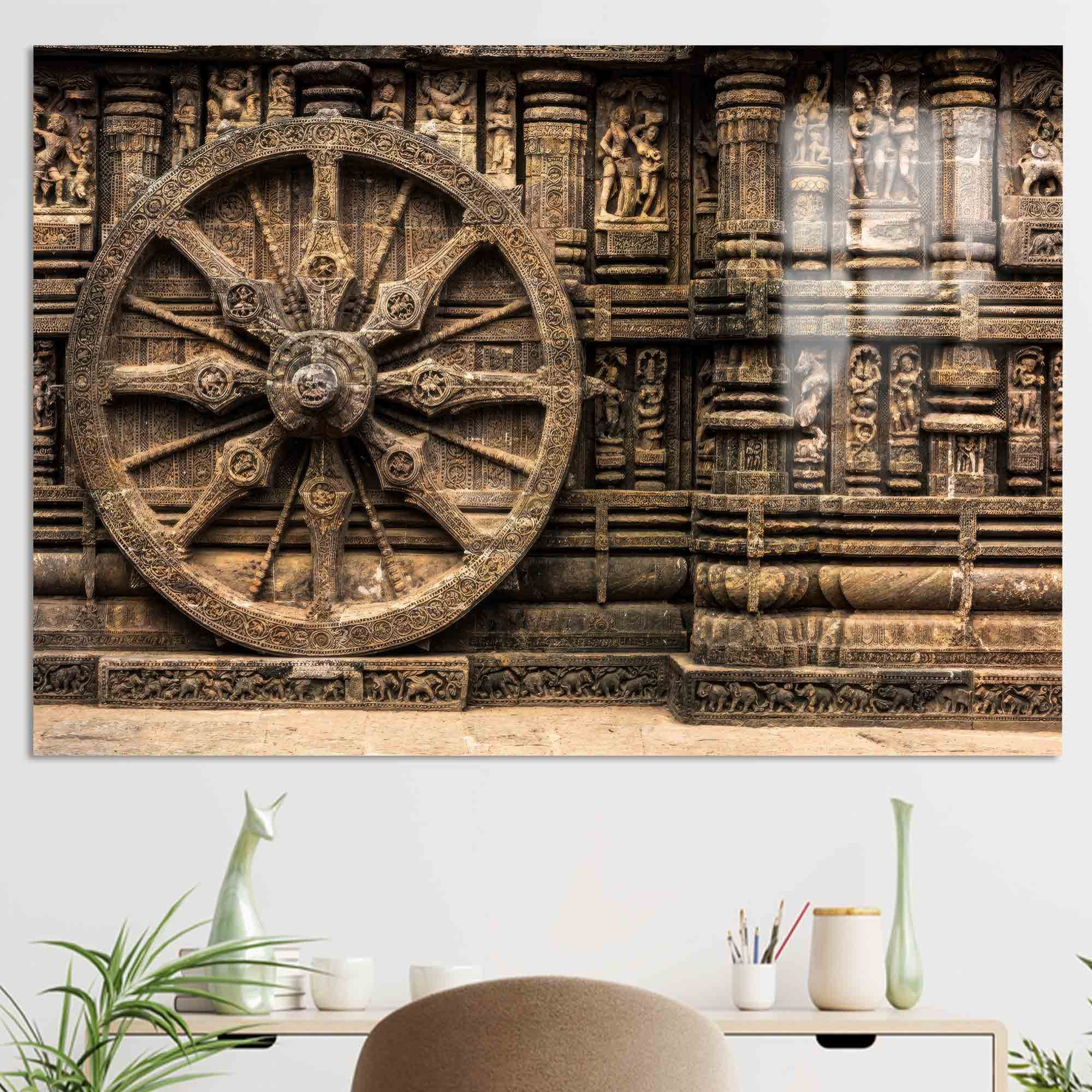 Konark Sun Temple Art: Indian Chakra Wall Decor, Tempered Glass - Etsy ...