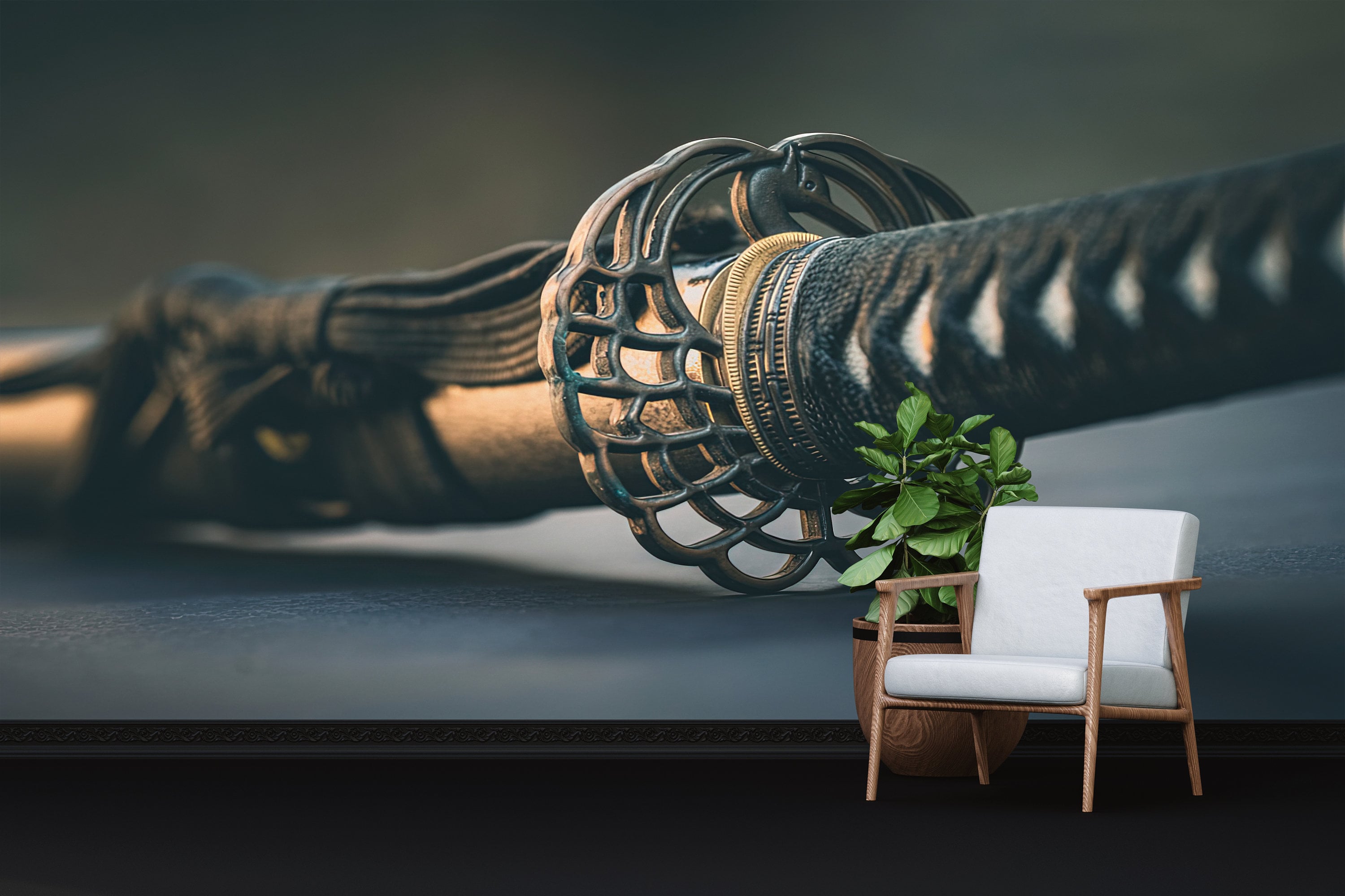 Samurai Katana Sword Wallpaper: Japanese Peel and Stick Wall Mural - Etsy