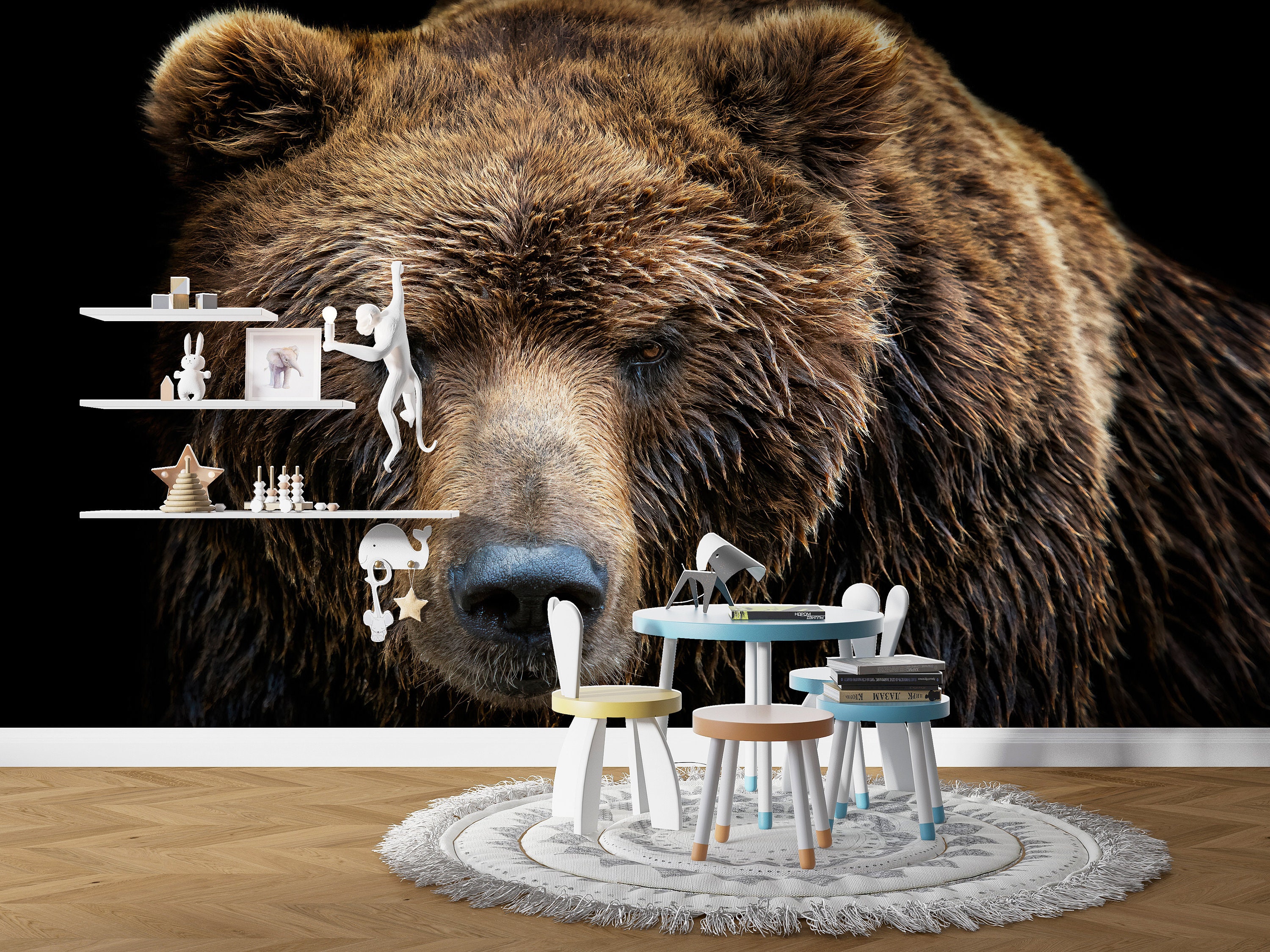 Brown Bear Paper Art 3D Wall Mural Farmhouse Wall Painting - Etsy