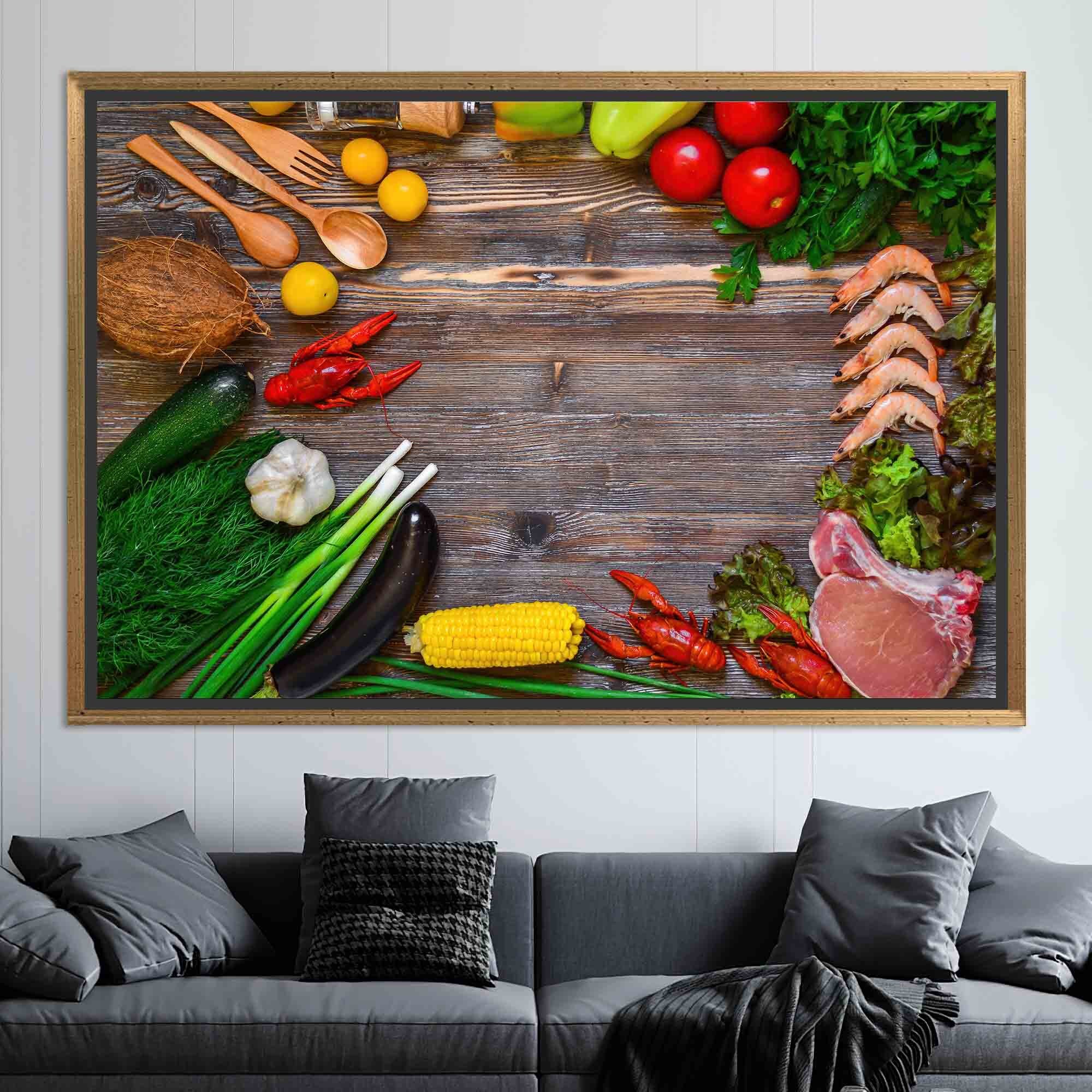 Food Wall Decor, Colorful Wall Art, Vegetables Canvas, Tempered Glass ...