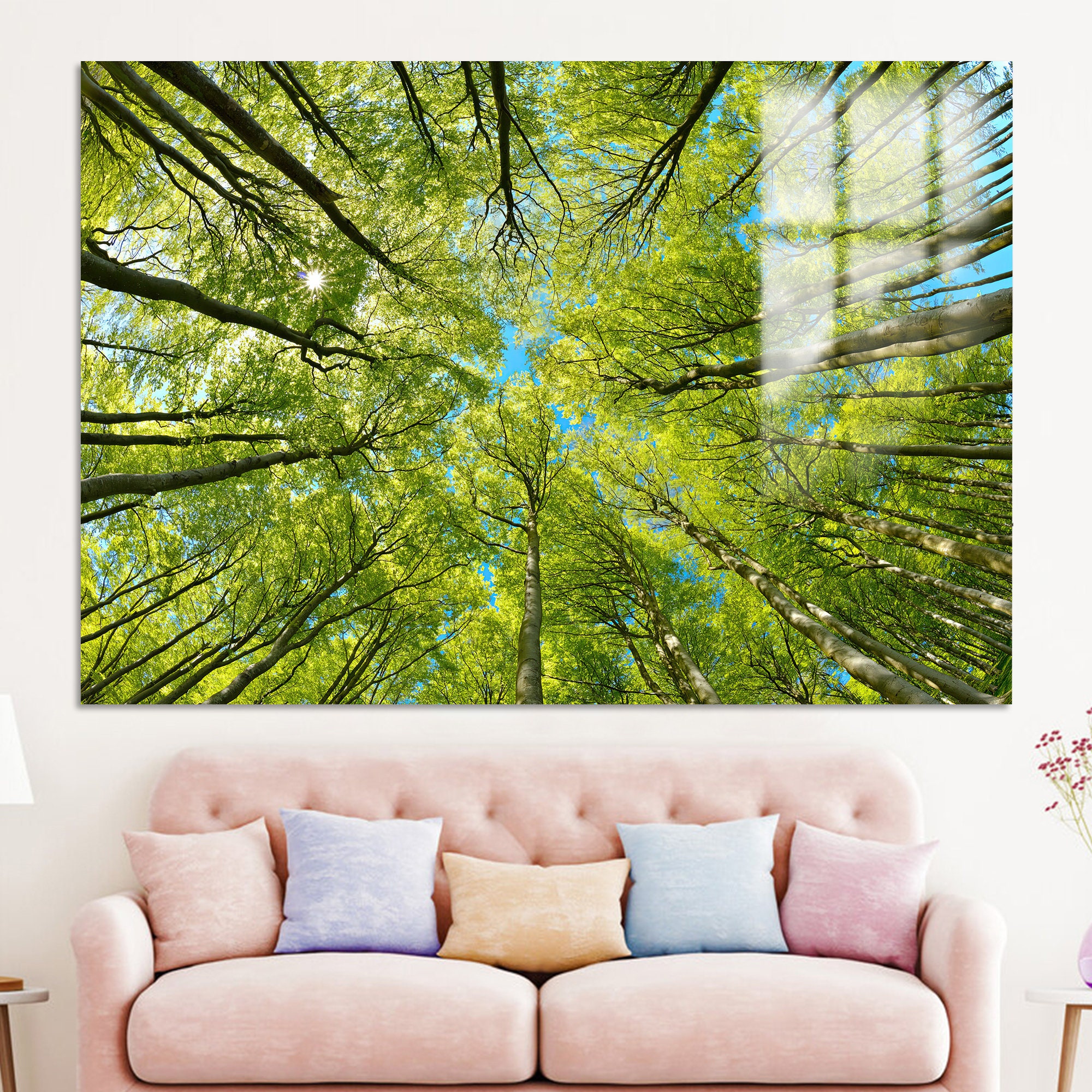 Tree View Artwork, Tree Branch Landscape Glass Wall, View Canvas Art ...