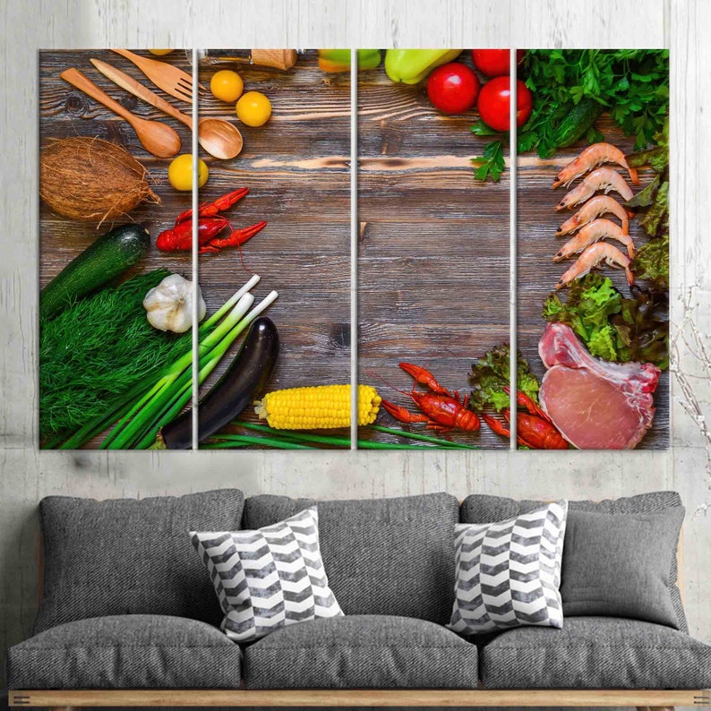 Food Wall Decor, Colorful Wall Art, Vegetables Canvas, Tempered Glass ...