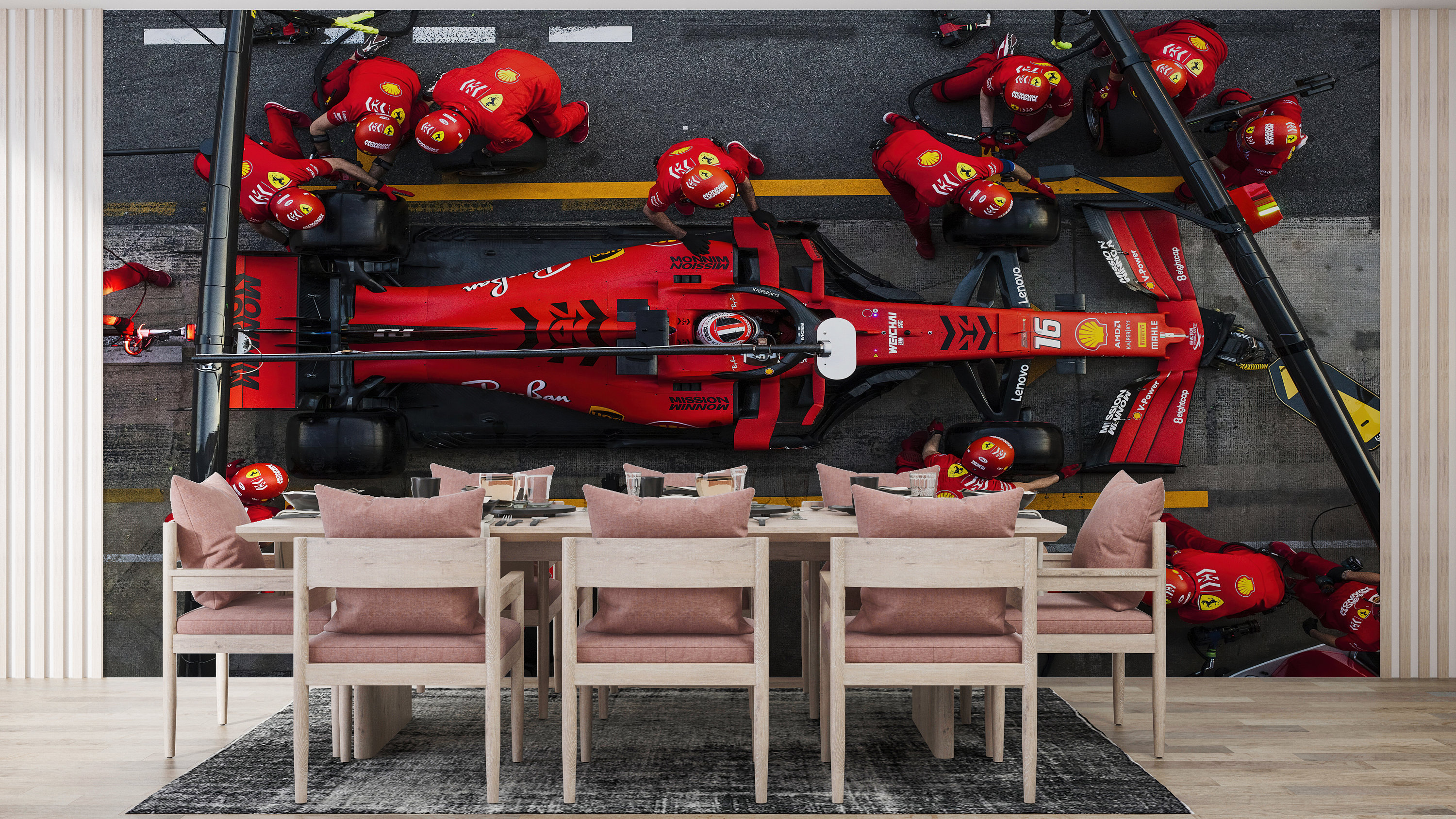 Ferrari F1 Pit Stop Wallpaper Mural: Charles Leclerc Garage Decor - Etsy