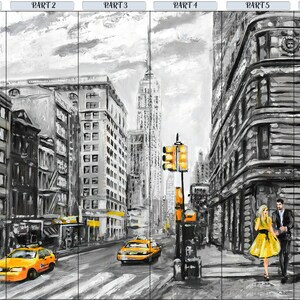 New York Wallpaper, Landscape Paper Craft, Man and Woman Wall Decor ...