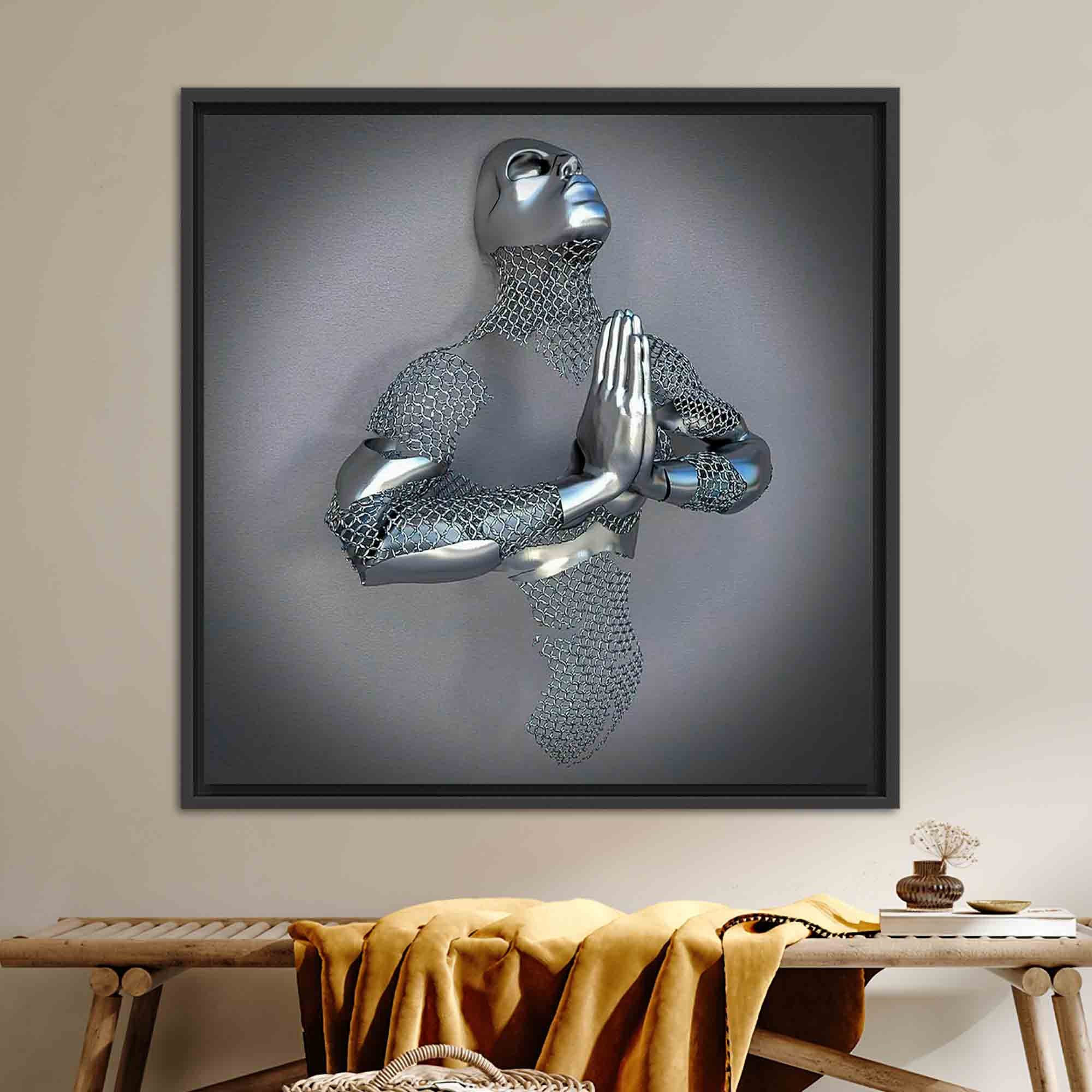 Metallic Man Tempered Glass Wall Art: Modern Silvery Decor - Etsy