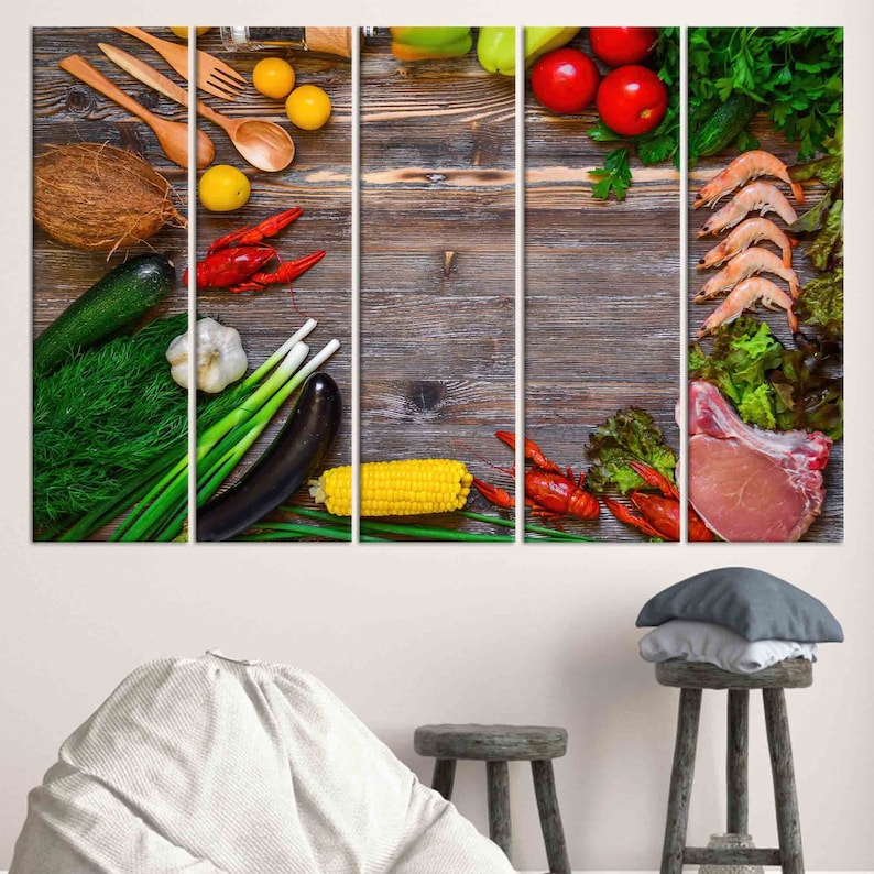 Food Wall Decor, Colorful Wall Art, Vegetables Canvas, Tempered Glass ...