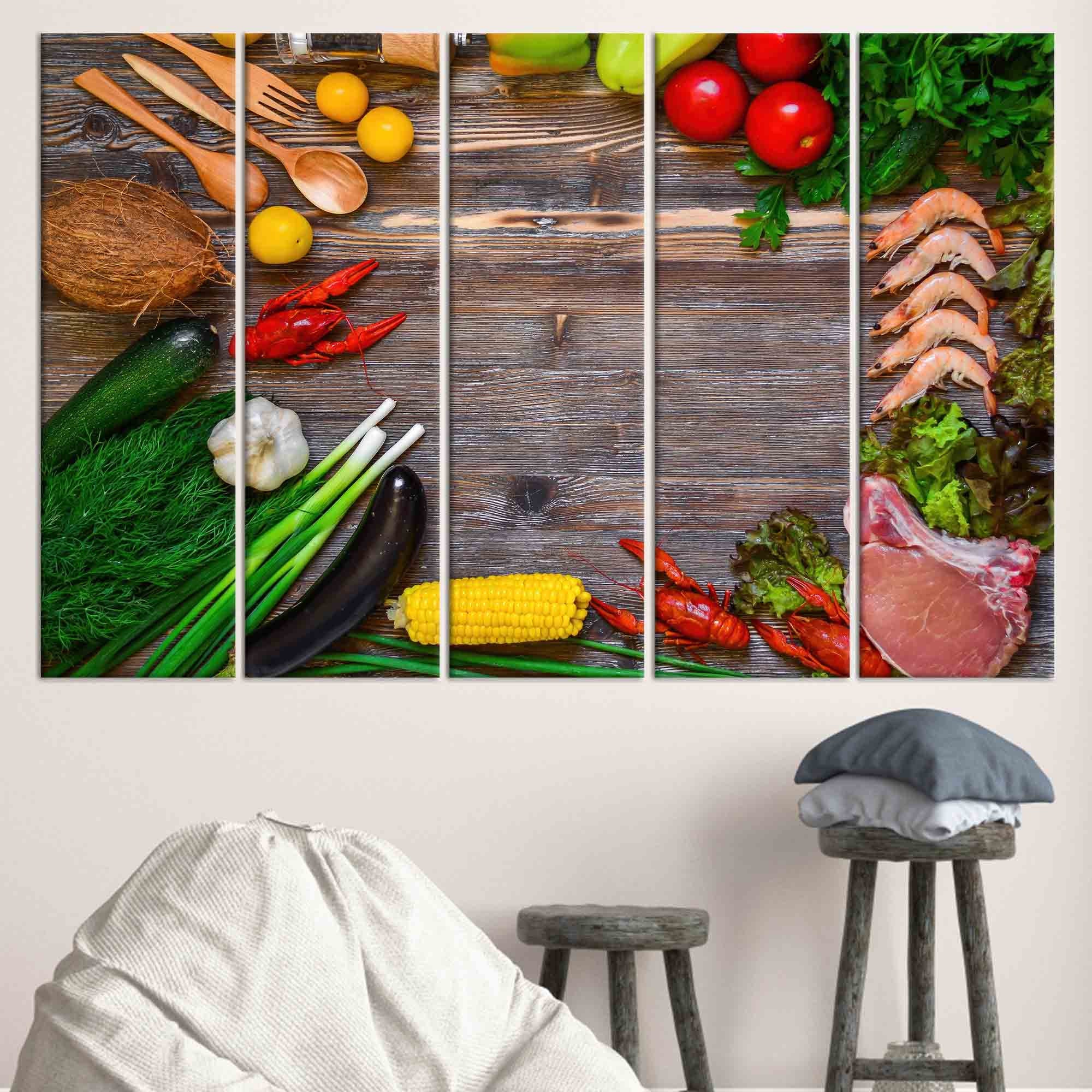 Food Wall Decor, Colorful Wall Art, Vegetables Canvas, Tempered Glass ...