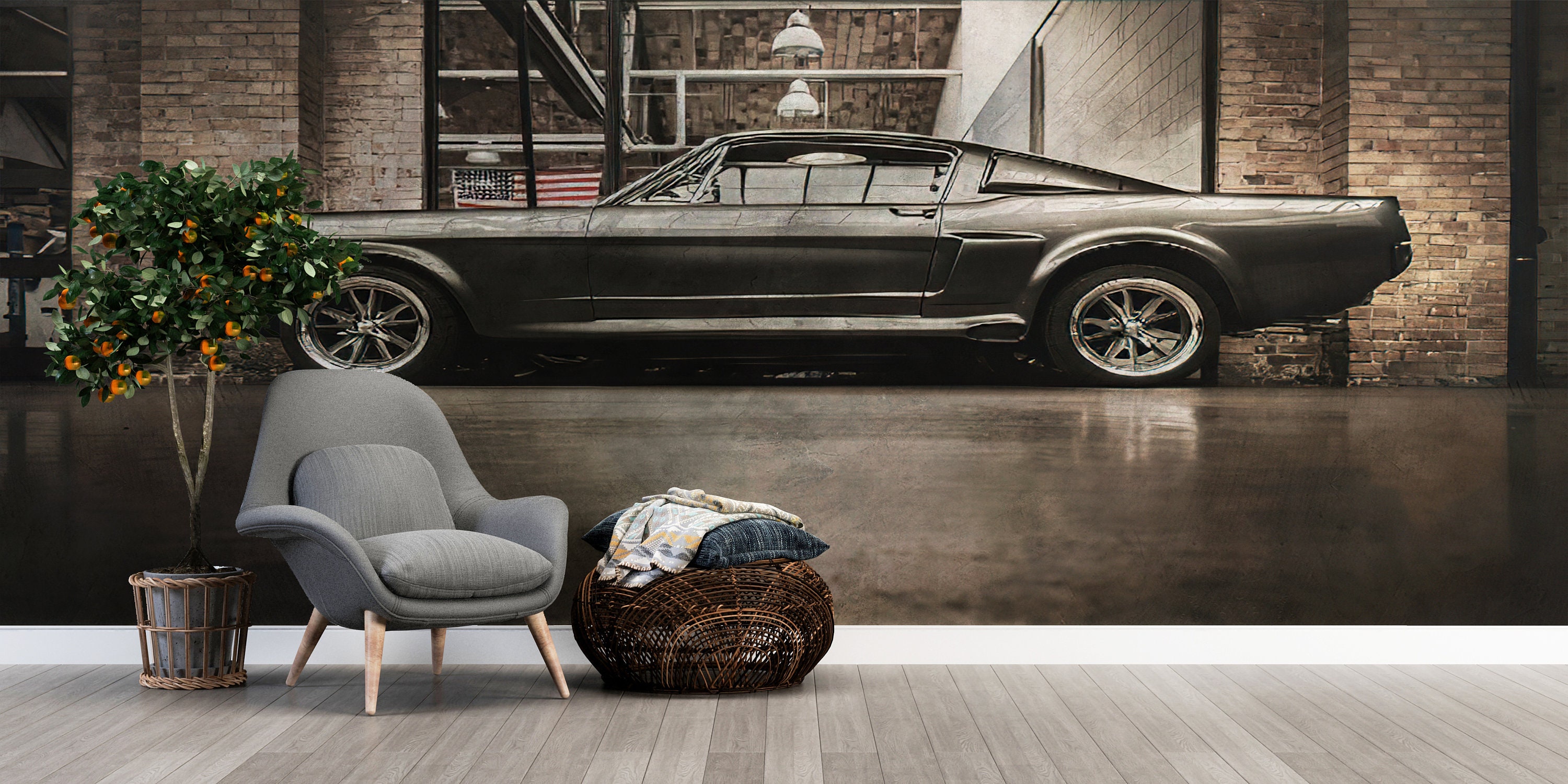 The Ford Mustang Wall Mural, Gift for Her, American Car Wallpaper, Car ...