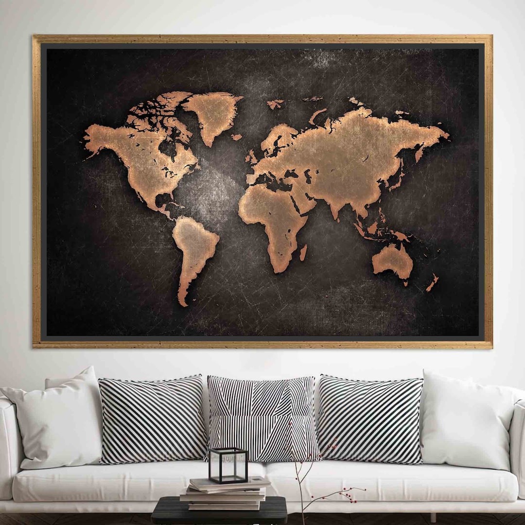 Modern Map Canvas Art, Loft Canvas Print, Map Wall Hanging, Abstract ...