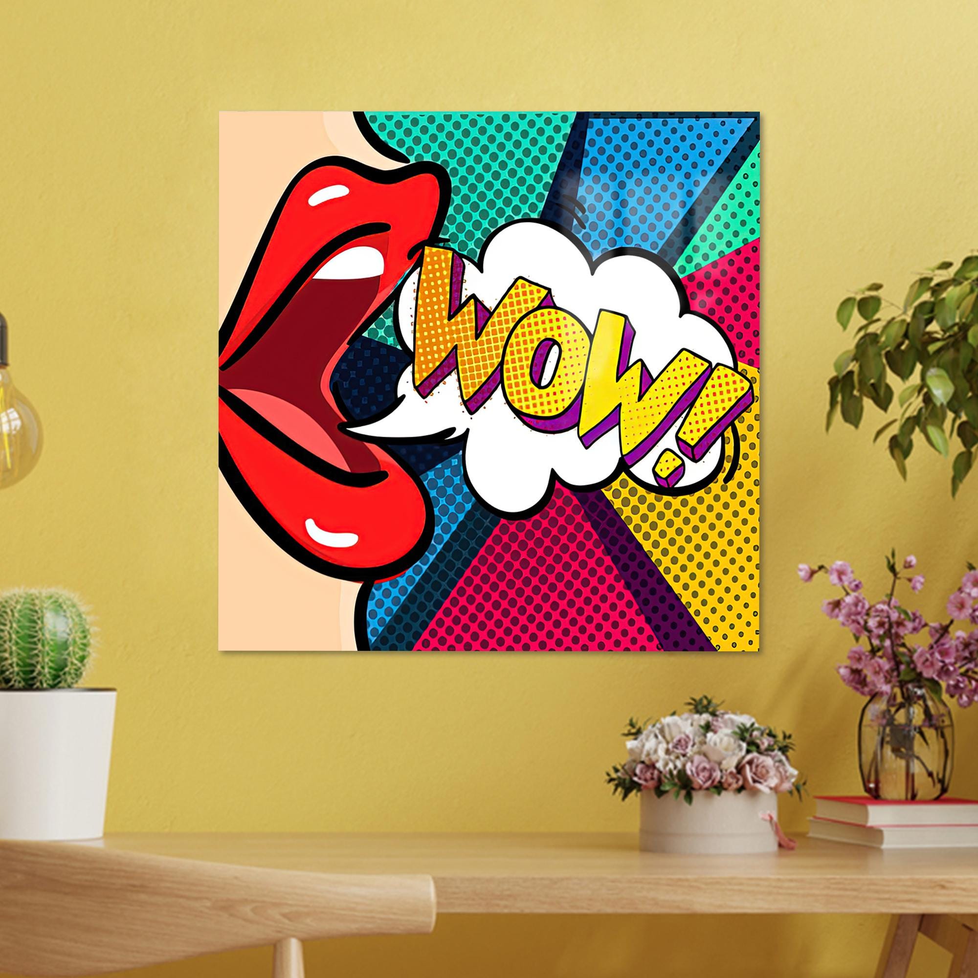 WOW Woman Graffiti Glass Art: Comic Pop Art Wall Decor - Etsy