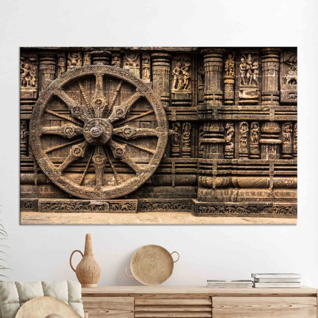 Konark Sun Temple Art: Indian Chakra Wall Decor, Tempered Glass - Etsy