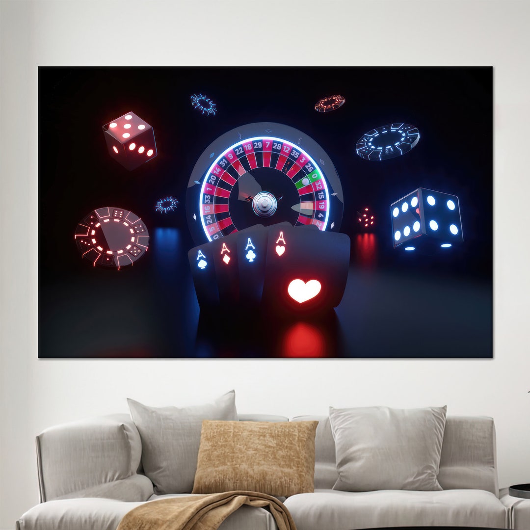Casino Gambling Wall Art, Game Room Canvas Decor, Modern Canvas Print ...