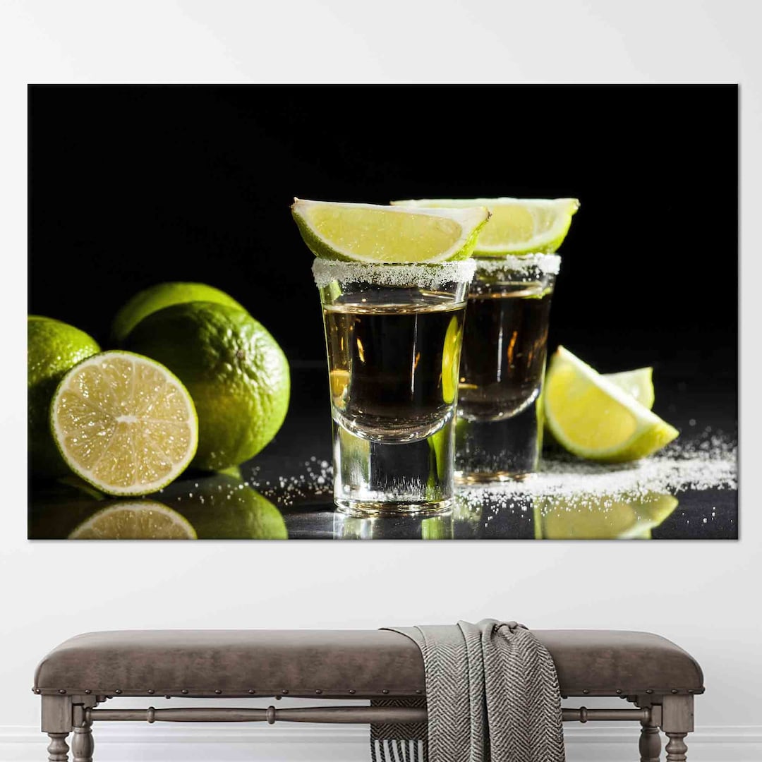 Tequila Shot & Lime Art: Modern Bar Decor Canvas or Glass - Etsy