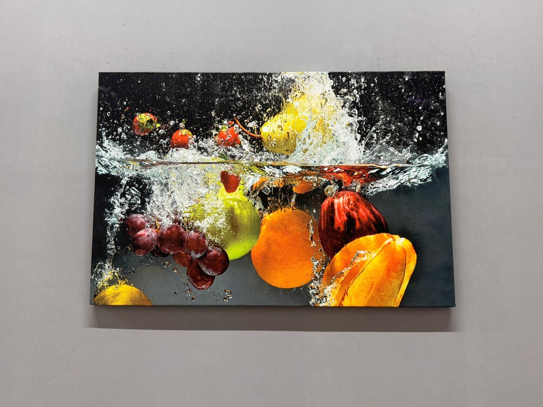 Modern Canvas Art, Kitchen Wall Art, Fruit Canvas Print, Fruit Splash ...