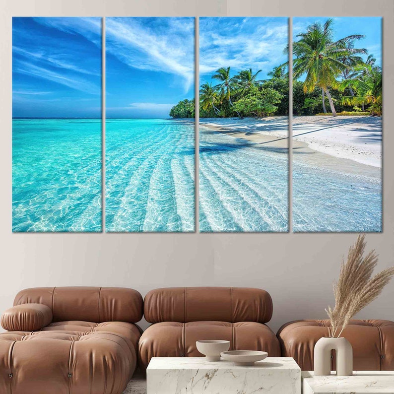 Tropical Beach Tempered Glass Wall Art: Ocean Landscape Canvas Print - Etsy