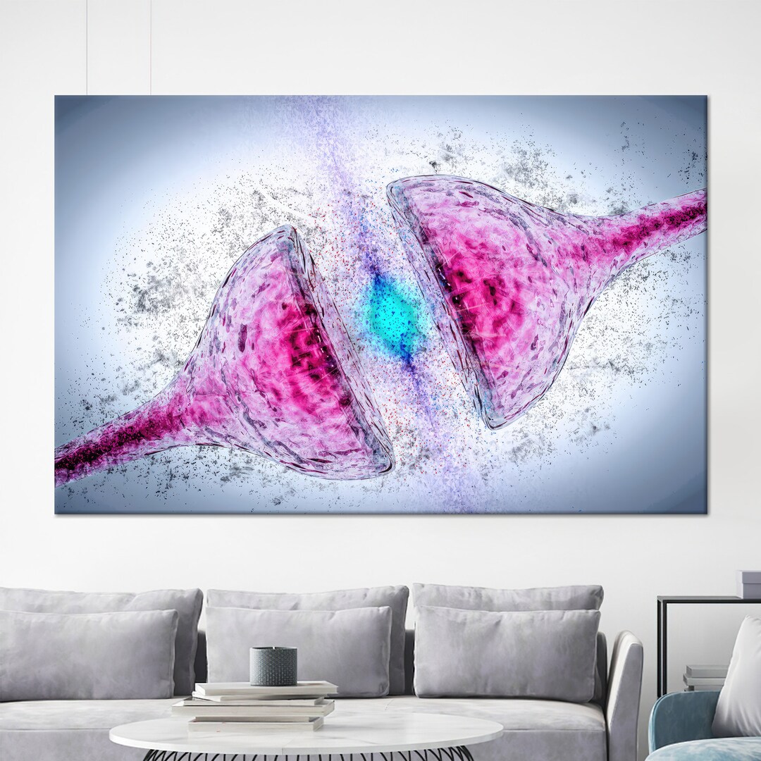 Science Wall Art Decor, Synapses Cortical Neurons Medical Glass Printing, Science Neurology ...