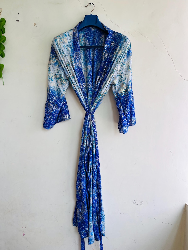Recycled Silk Kimono Duster: Boho Maxi Dress, Lightweight Cardigan - Etsy