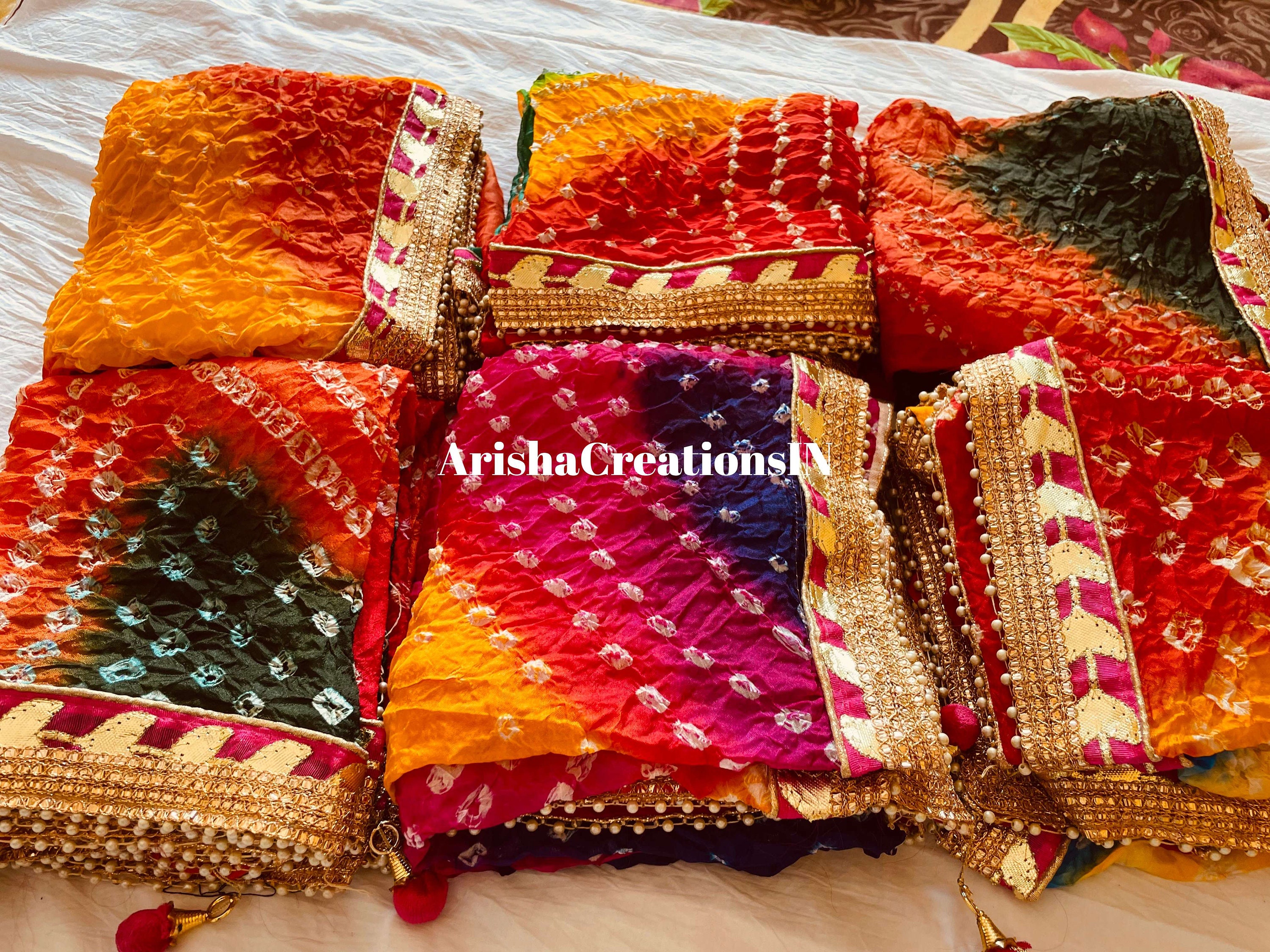 Bandhani Bandhej Silk Dupatta: Traditional Indian Wedding Scarf - Etsy
