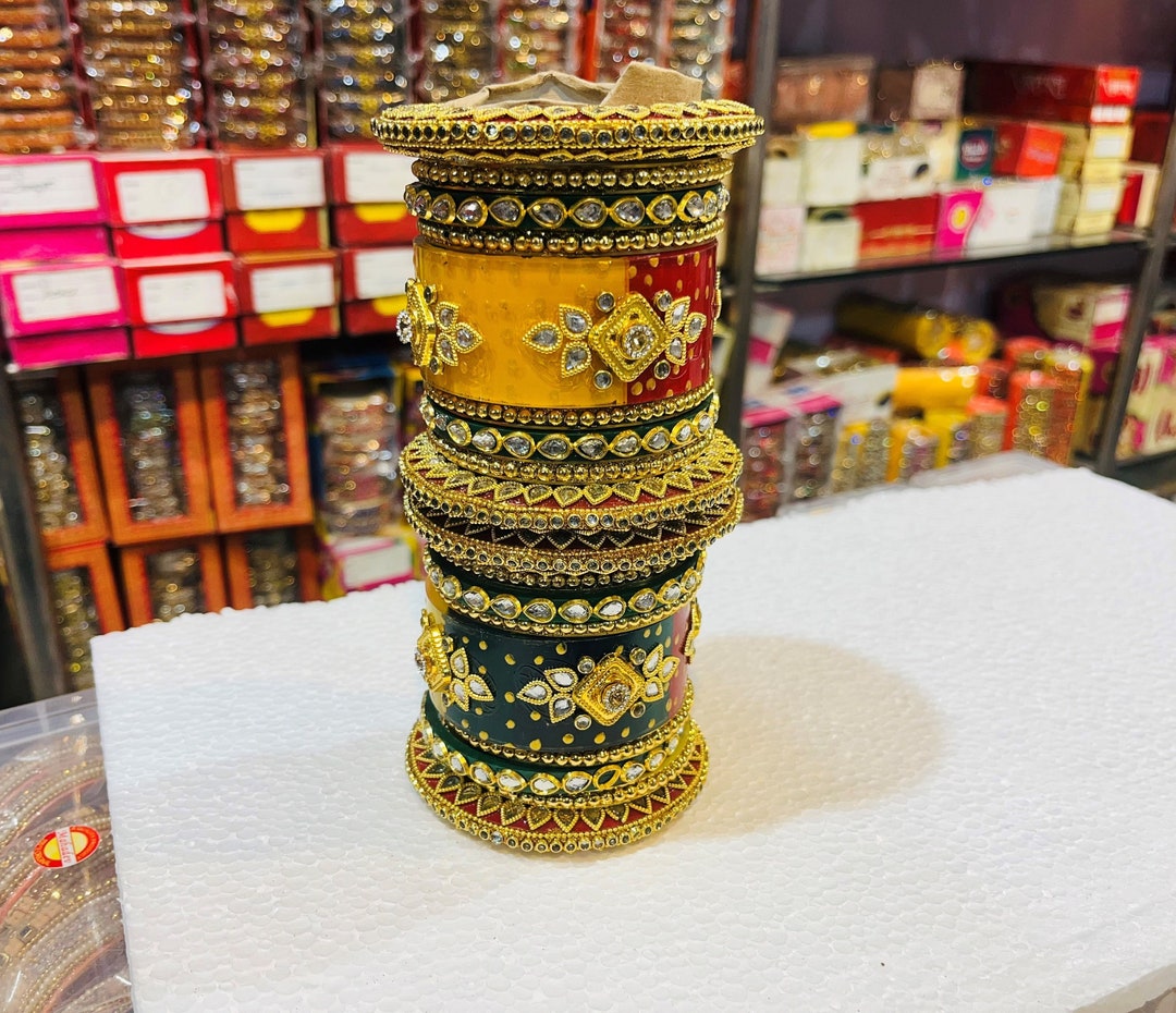 Indian Wedding Chuda Set, Traditionally Designed Rajasthani Work Kundan ...