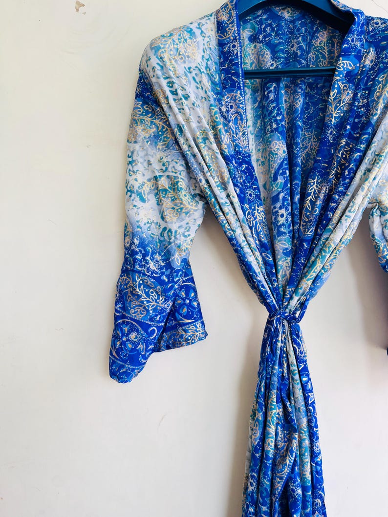 Recycled Silk Kimono Duster: Boho Maxi Dress, Lightweight Cardigan - Etsy