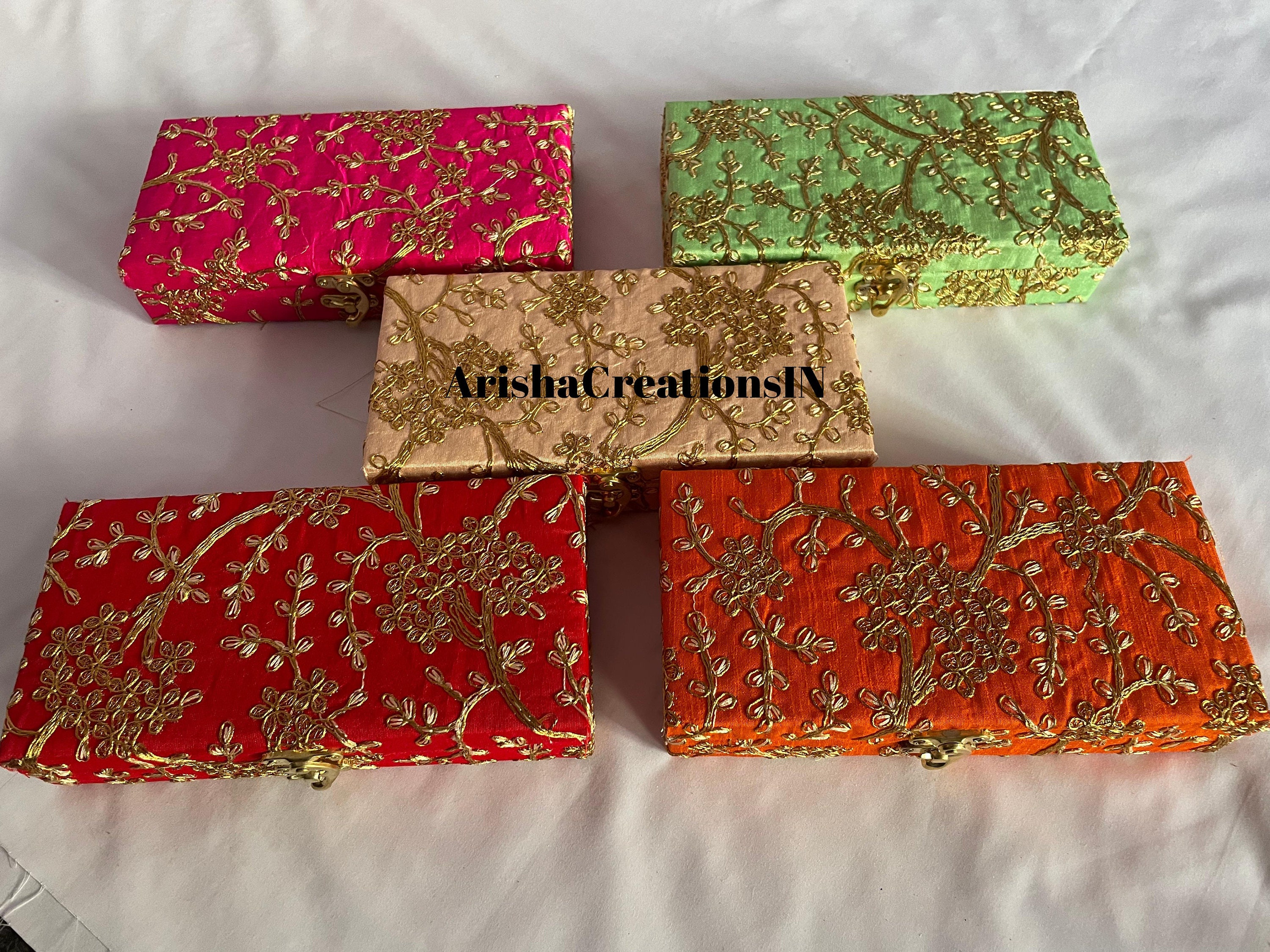 Handmade Embroidered Silk Gift Box: Indian Wedding Favor - Etsy