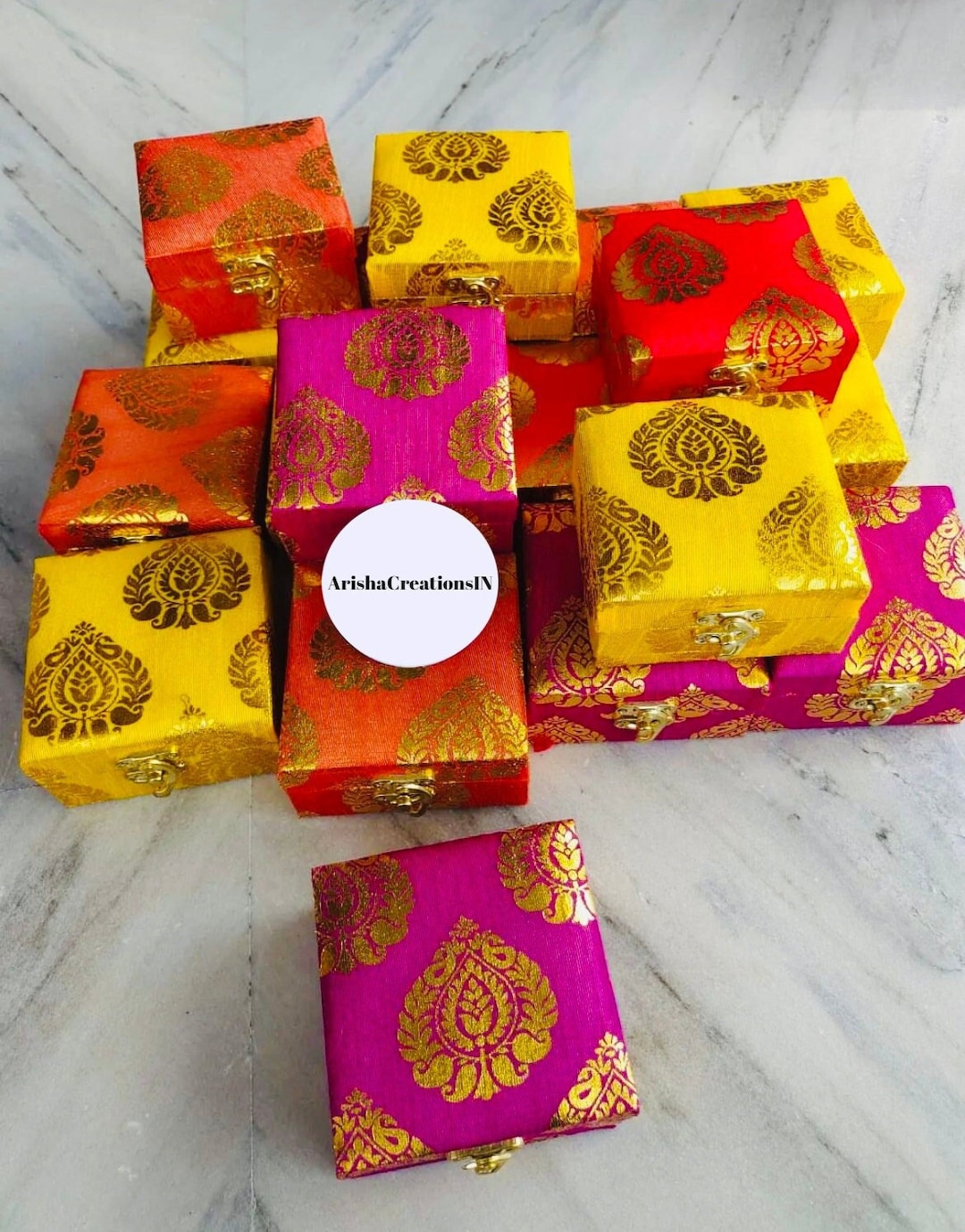 Indian Brocade Sweet Boxes, Indian Gift Box, Wedding Favor Box, Return ...