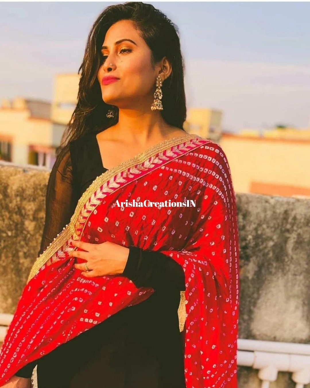 Red Bandhej Silk Dupatta, Indian Wedding Scarf, Bridesmaid Gift - Etsy