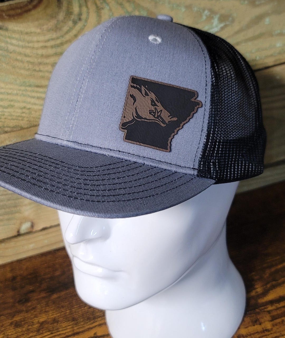 CAP With Razorback With State of Arkansas , Leatherette Hat Patch on ...