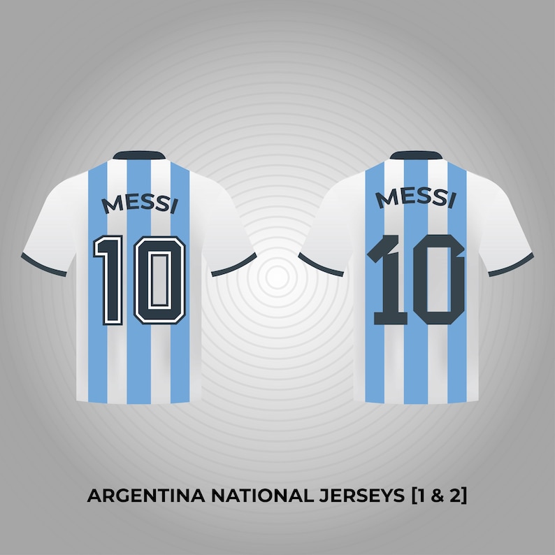 Lionel Messi Jersey Vector Art: Argentina & Club Set (digital Download ...