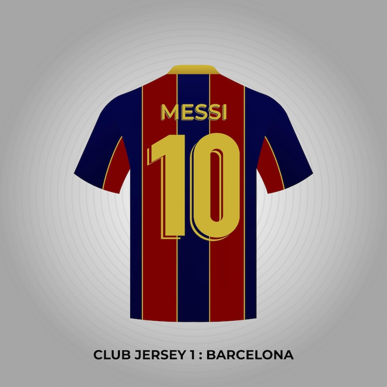 Lionel Messi Jersey Vector Art: Argentina & Club Set (digital Download ...
