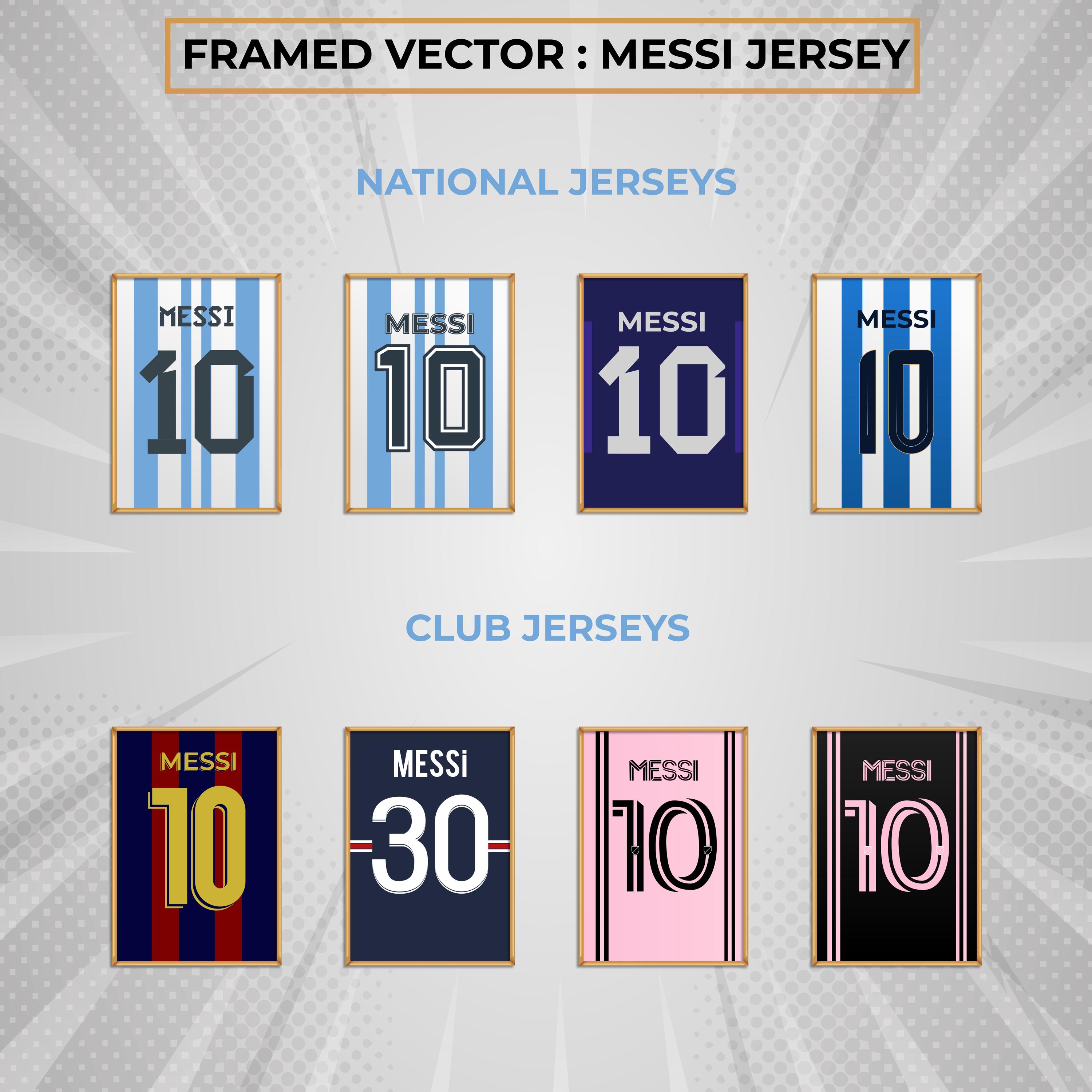 Lionel Messi Jersey Vector Art: Argentina & Club Set (digital Download ...