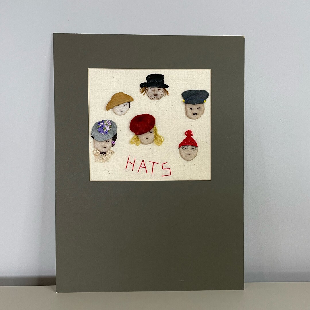 Hats Hand Embroidery. Stitched Art Work. Textiles Art. - Etsy