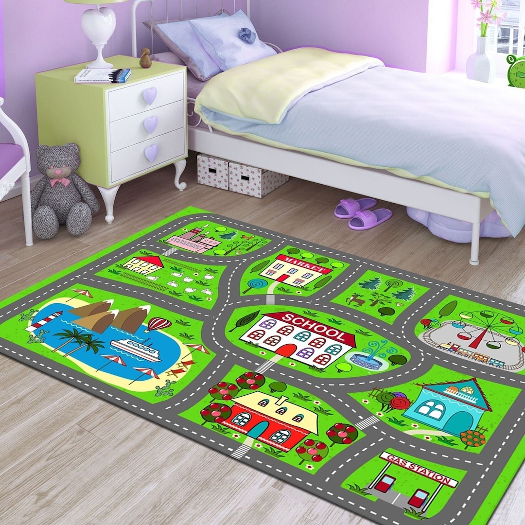City Road Map Rug 318 Play Room Carpet Activity Mat Nursery - Etsy