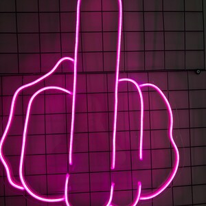 Middle Finger Icon Neon Sign, Neon Art, Middle Finger Neon Led, Room ...