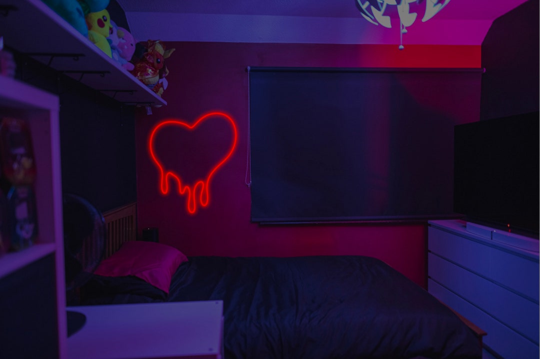 Dripping Heart Neon Sign, Custom Neon Sign, Neon Gift, Birthday Neon ...