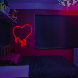 Dripping Heart Neon Sign, Custom Neon Sign, Neon Gift, Birthday Neon ...