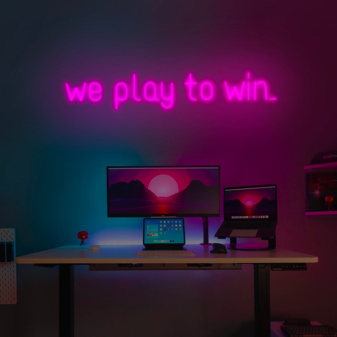 We Play to Win Neon Sign, We Play to Win Wall Art, Gamer Decor Neon ...