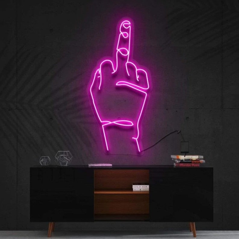 Middle Finger Sign Neon Sign Custom Neon Sign Neon Gift - Etsy