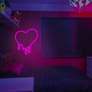 Dripping Heart Neon Sign, Custom Neon Sign, Neon Gift, Birthday Neon ...