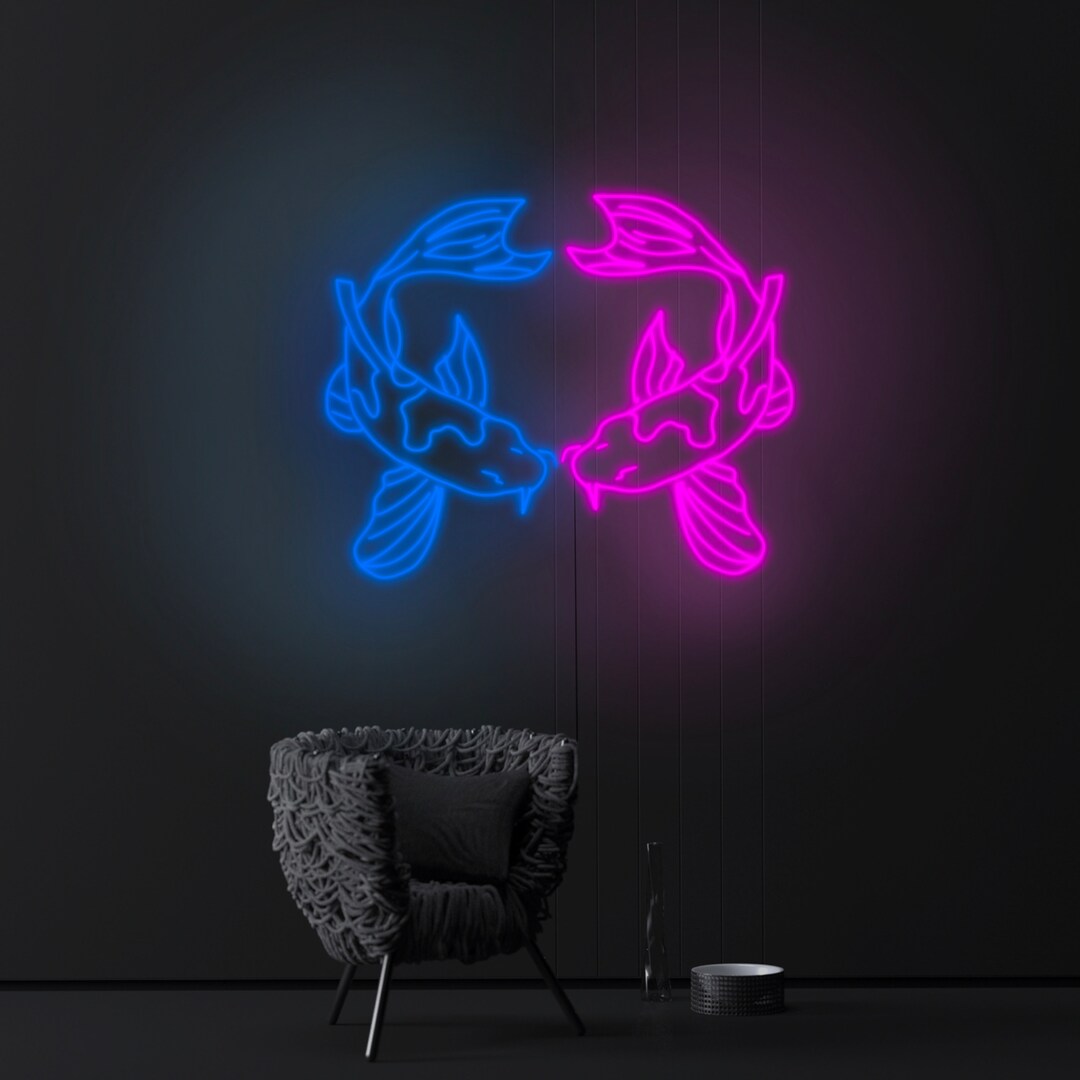 Koi Fish Neon Sign, Japanese Animal Sign, Custom Size Colour Sign ...