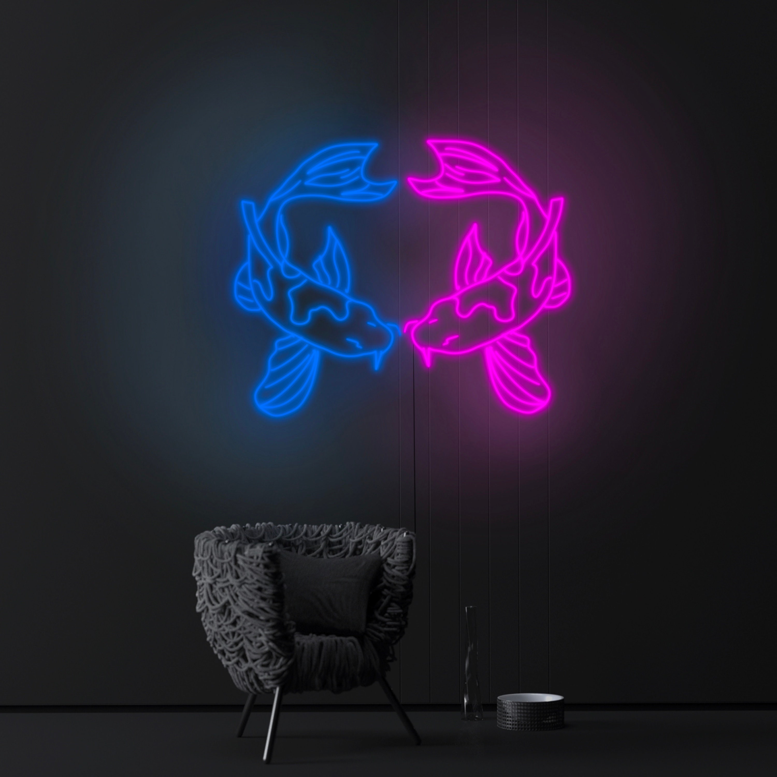 Koi Fish Neon Sign, Japanese Animal Sign, Custom Size Colour Sign ...