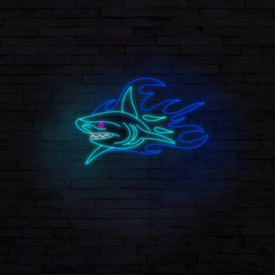 Shark Neon Sign, Custom Size and Colour Neon Sign, Cartoon Neon Light ...