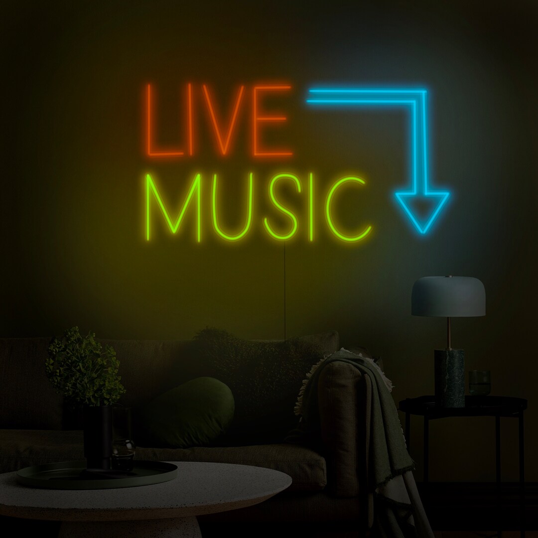 Live Music Neon Wall Art, Music Neon Sign, Wedding Neon Decor ...