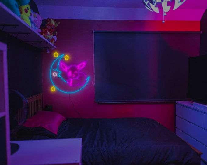 Eevee Neon Sign, Custom Size and Colour Neon Sign, Cartoon Neon Light ...