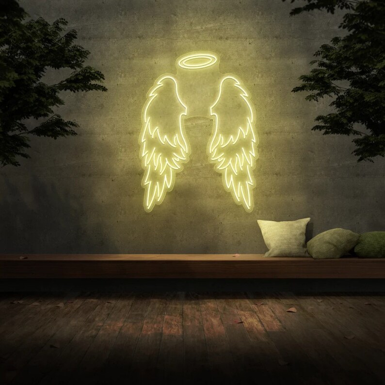 Angel Wings Neon Sign, Pink Neon SHOP, Custom Neon Sign, Neon Birthday ...