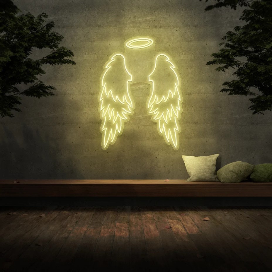 Angel Wings Neon Sign, Pink Neon SHOP, Custom Neon Sign, Neon Birthday ...