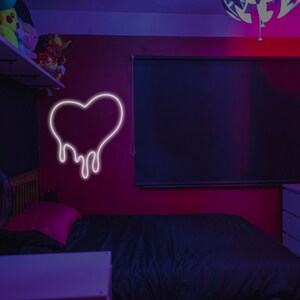 Dripping Heart Neon Sign, Custom Neon Sign, Neon Gift, Birthday Neon ...